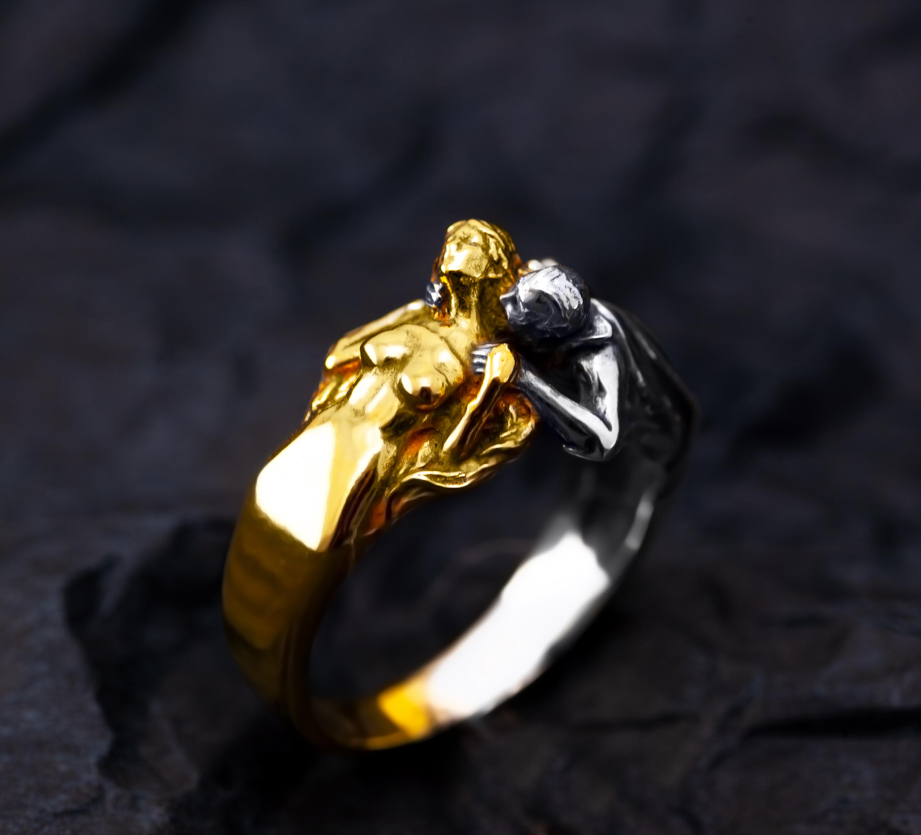 Vampire Ring – Gothic Ring With Gold Plated Silver 925, Dracula Embrace ...