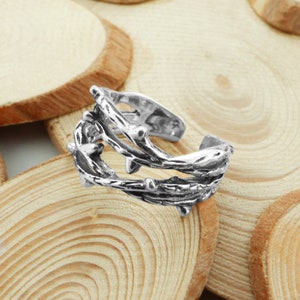Silver Adjustable Tree Branch Ring, Promise Ring Gift for Her, Pinky ...