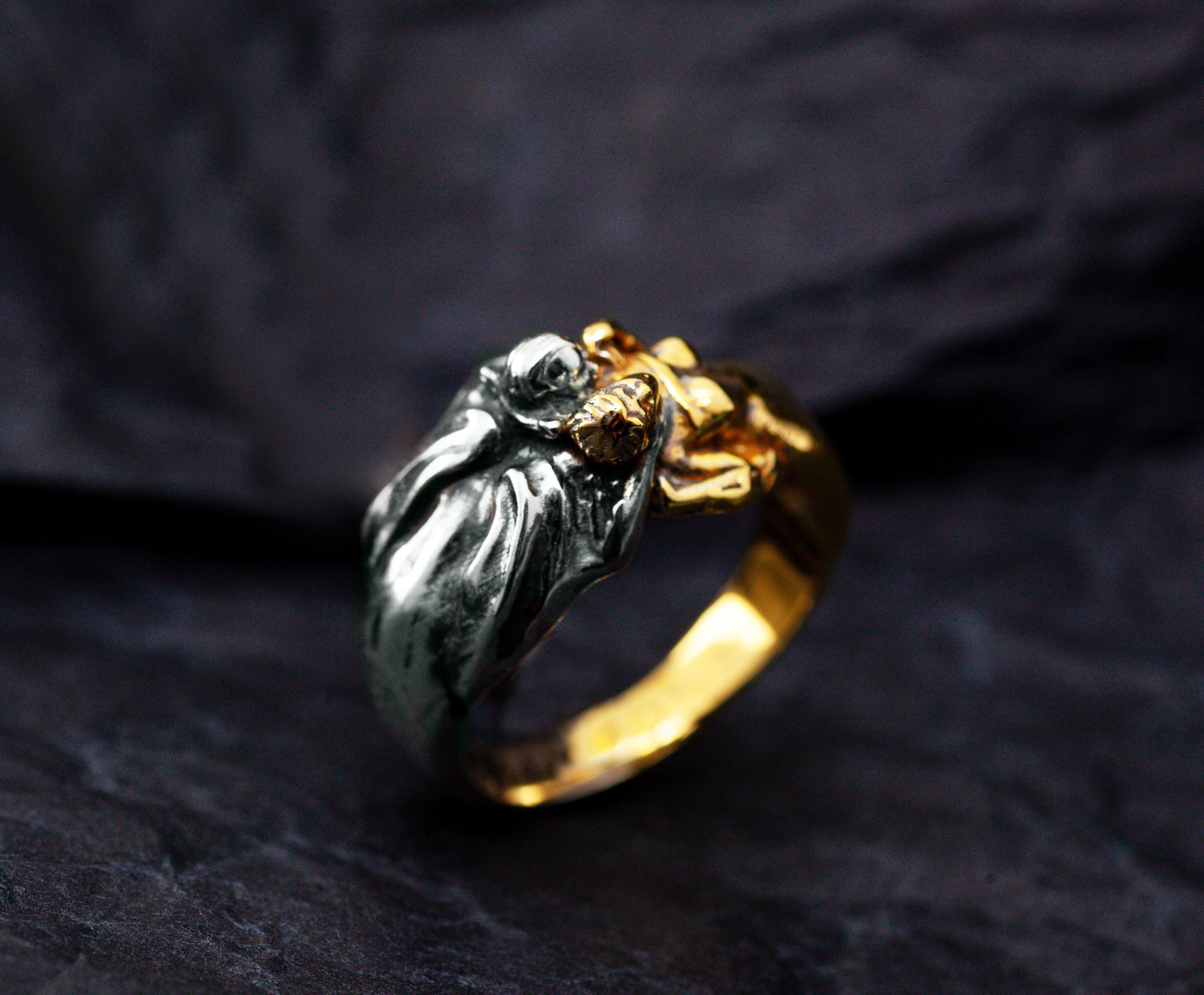 Vampire Ring – Gothic Ring With Gold Plated Silver 925, Dracula Embrace ...