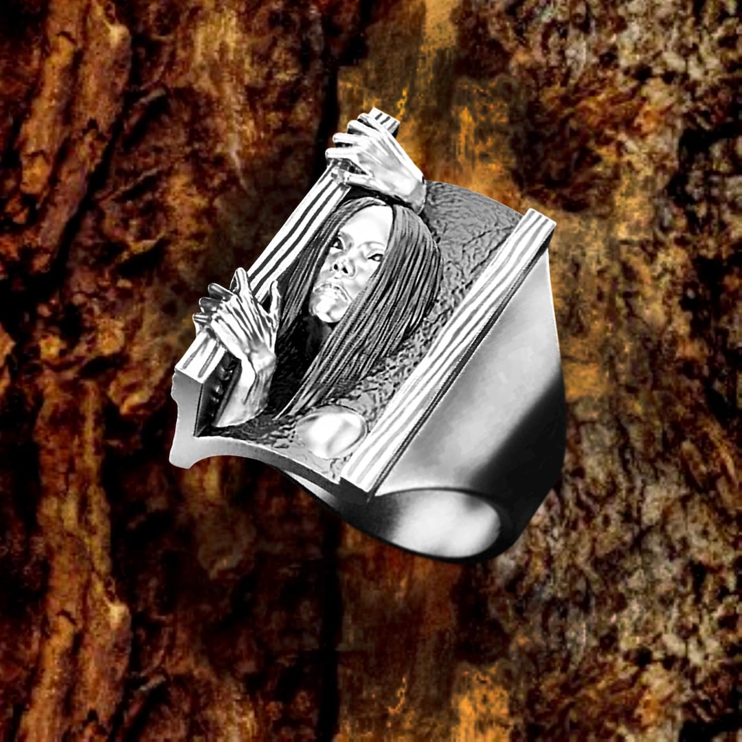 Book Ring - Signet Ring Girl in Book, Gothic Ring Sterling Silver ...