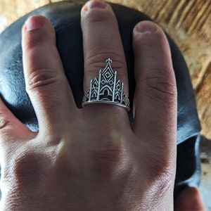 Sterling Silver Cathedral Ring, Gothic Cathedral Door Ring, Church ...