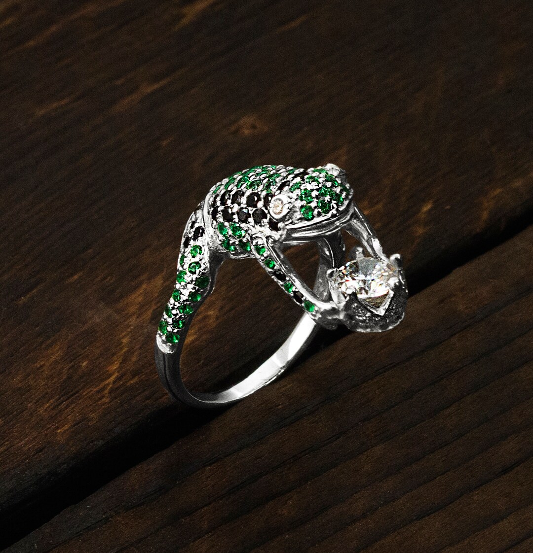 Frog Ring With Crown,crown Toad Ring 925 Sterling Silver - Etsy