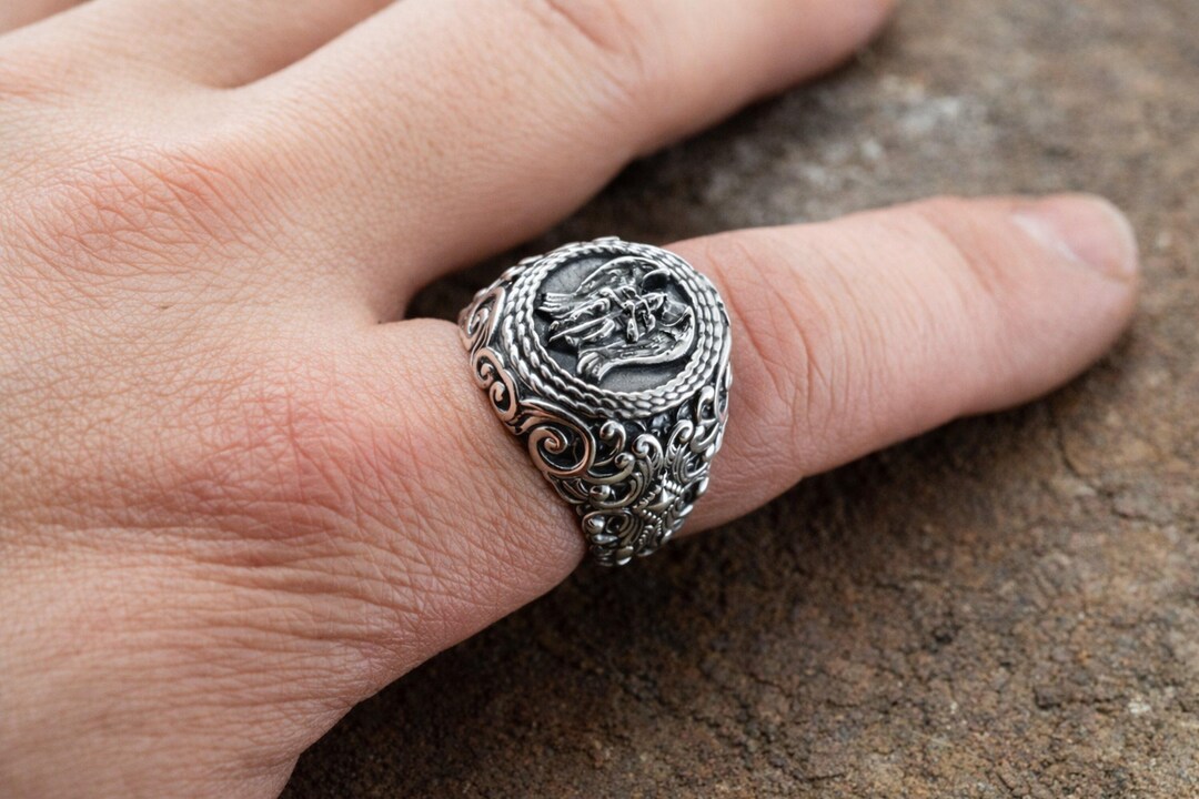 Dark Knight Signet Ring 925 Sterling Silver, Gothic Demon Warrior Ring ...