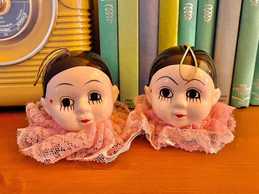 Vintage Pierrot Clown Head Powder Pomander Holder Diffuser Lavender ...