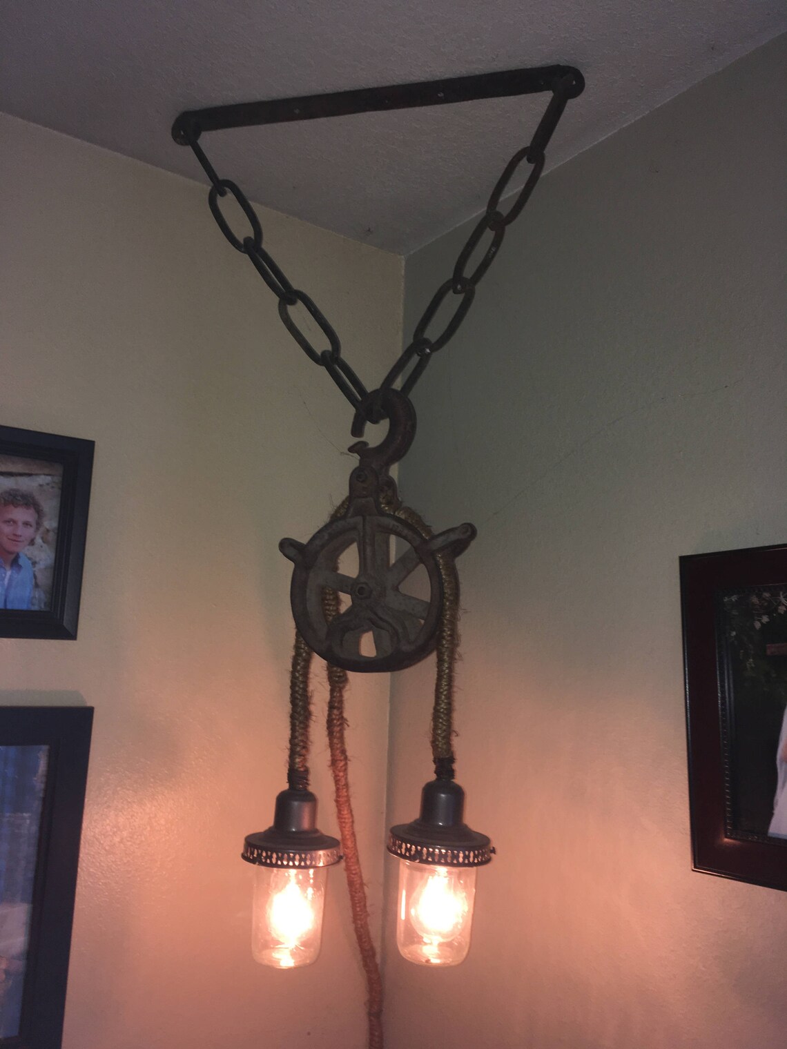 Rustic Pulley Light Fixture - Etsy