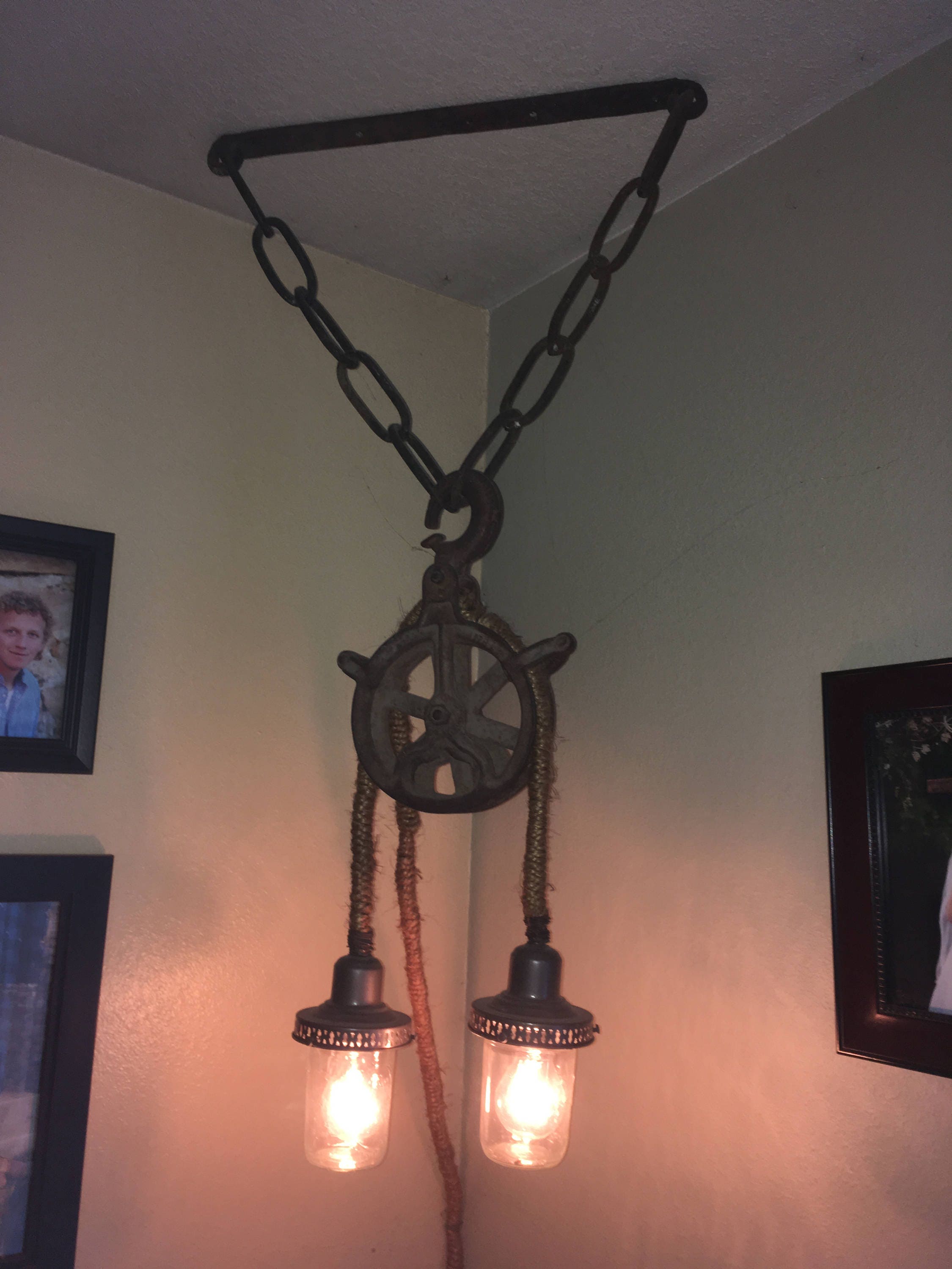 Rustic Pulley Light Fixture - Etsy