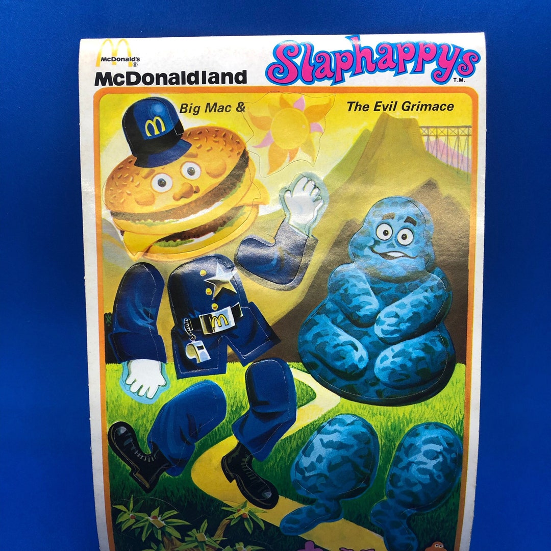 1971 Mcdonalds Slaphappy Stickers ~ Big Mac & Evil Grimace Mcdonaldland ...