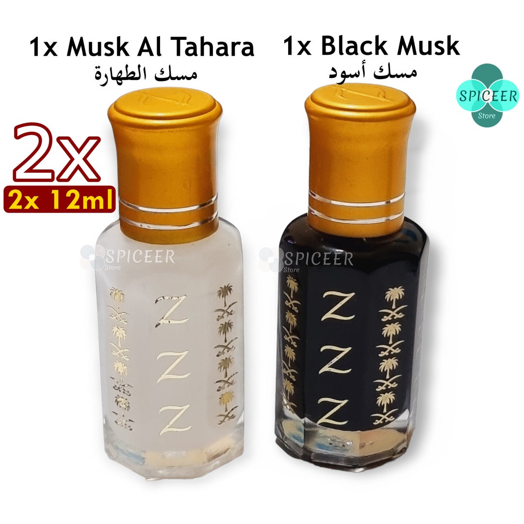 2x 12ml Musk Tahara + Black Musk Arabic Perfume Thick Oil Mesk Altahara ...