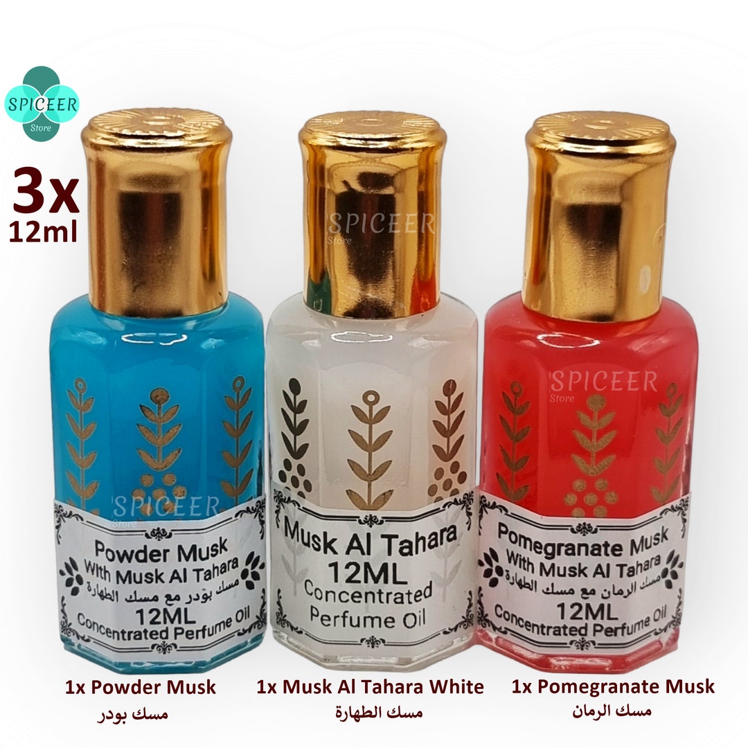 3x 12ml ( Musk Tahara + Powder Musk + Pomegranate ) Arabic Perfume ...
