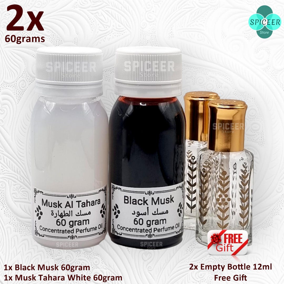 2x 60grams Musk Tahara + Black Musk | Arabic Perfume Thick Oil Mesk ...