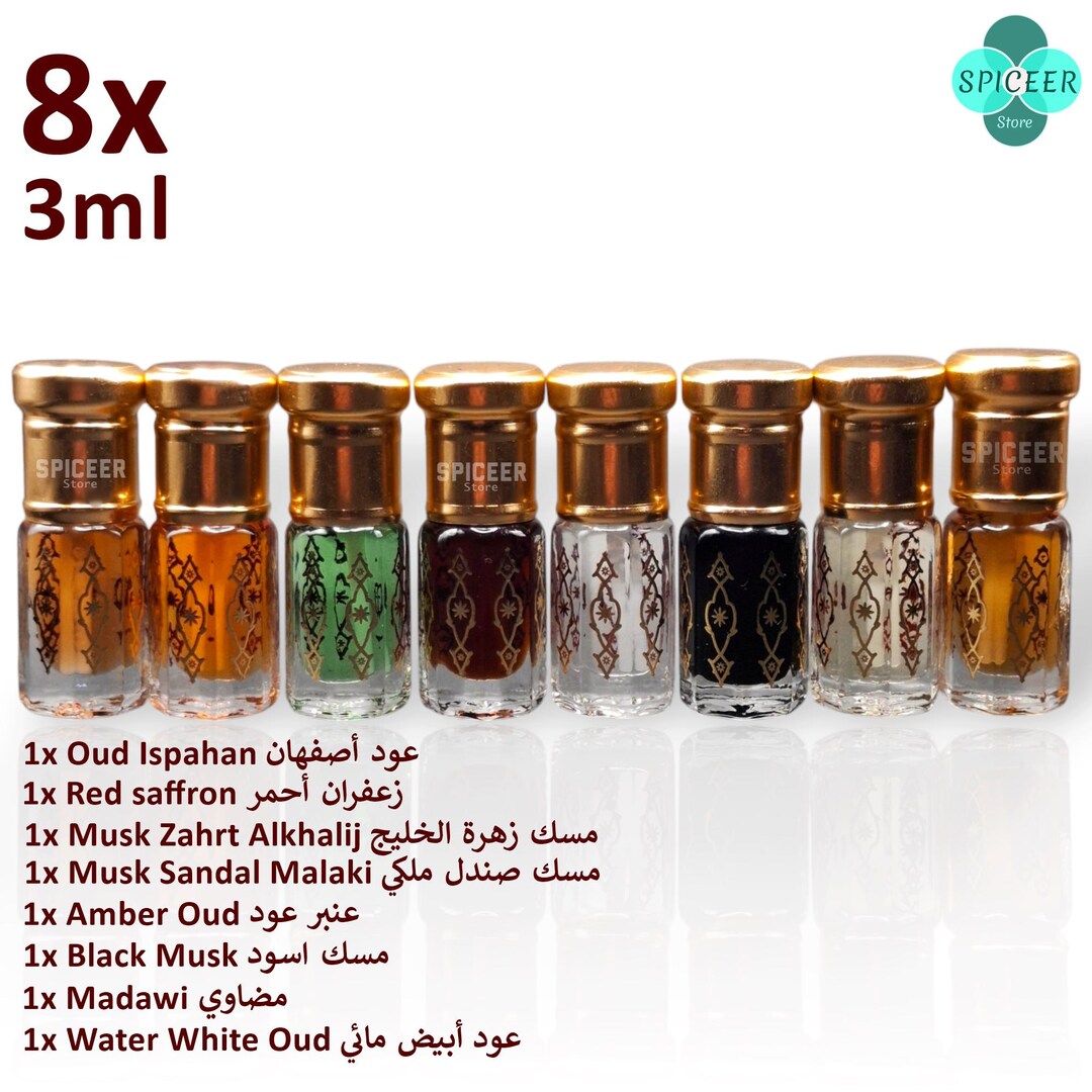 8x Wonderful Collection Arabic Perfume Black Musk Amber Oud Saffron ...