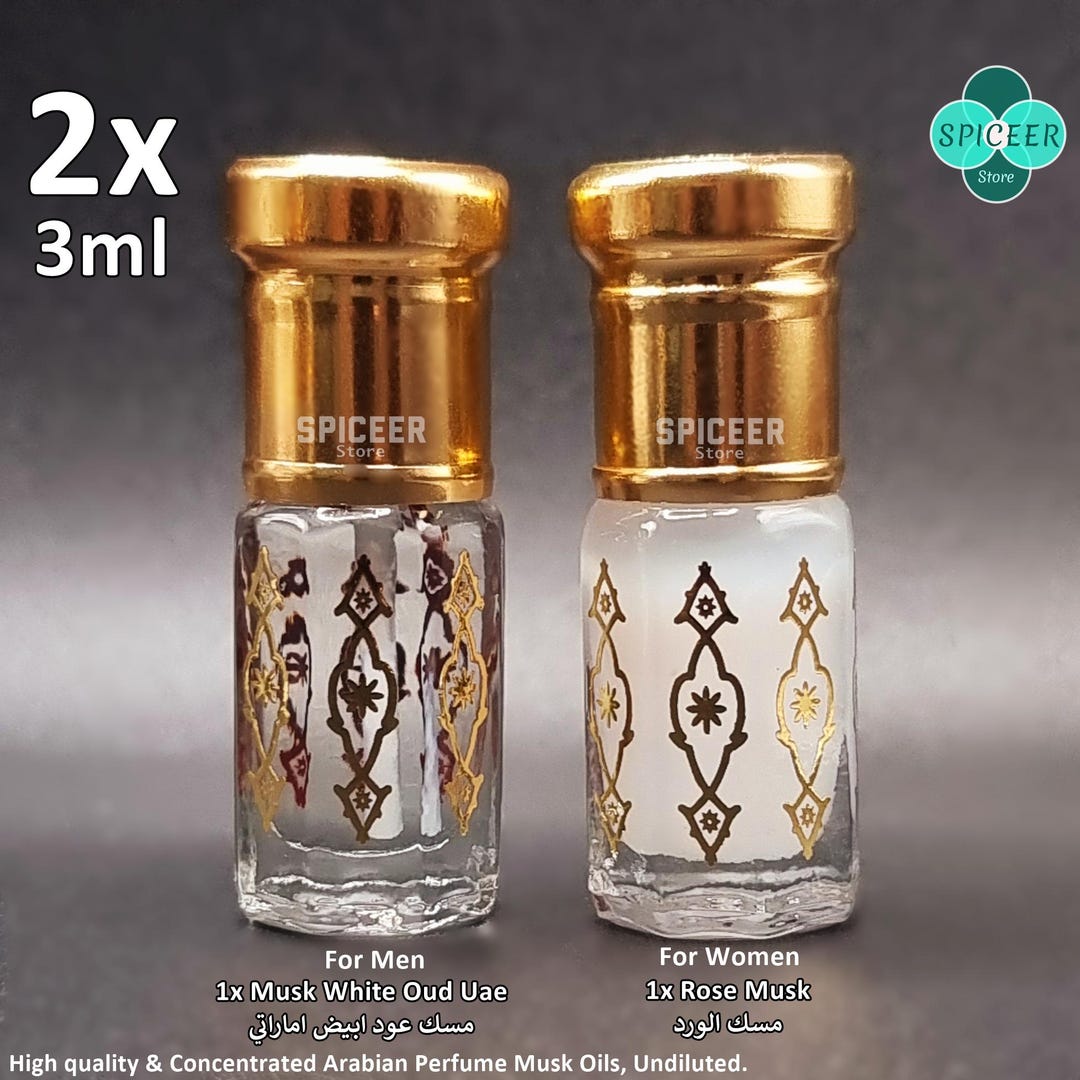 2x ( Musk White Oud Uae + Rose Musk ) 3ml Arabic Perfume Musk High ...