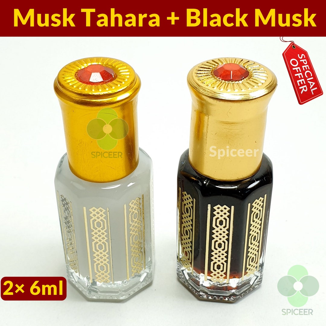 2x 6ml Musk Tahara + Black Musk Arabic Perfume Thick Oil Mesk Altahara ...