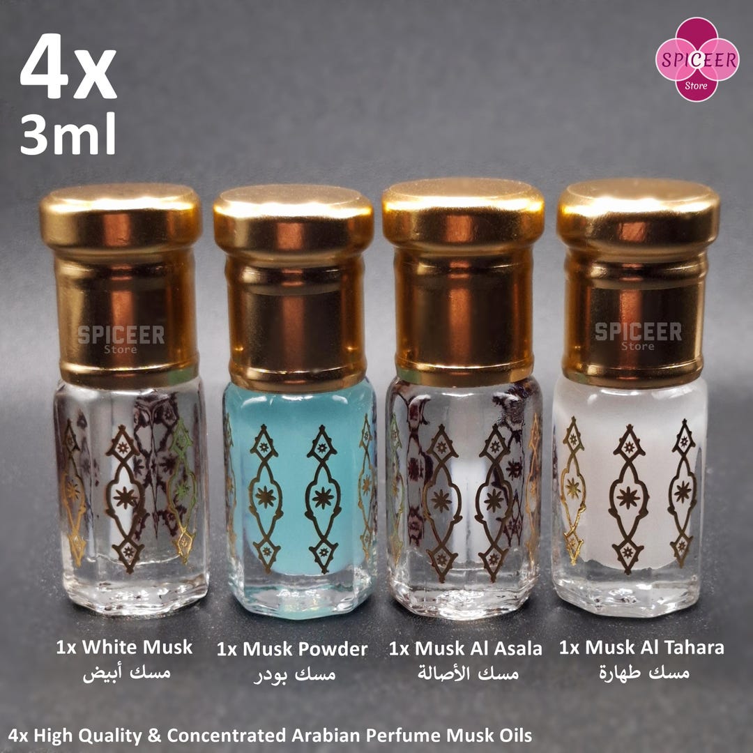 4x Arabic Perfume Musk Tahara, Powder, White , Al Asala 3ml High ...