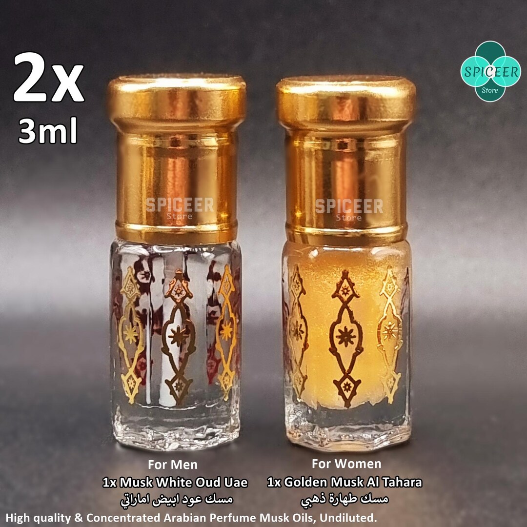 2x ( Musk White Oud UAE + Golden Musk Tahara ) 3ml High Quality Arabic ...
