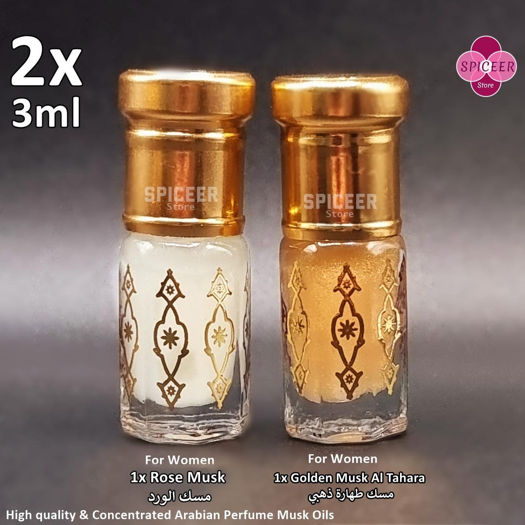 2x ( Golden Musk Al Tahara + Rose Musk ) 3ml High Quality Arabic ...