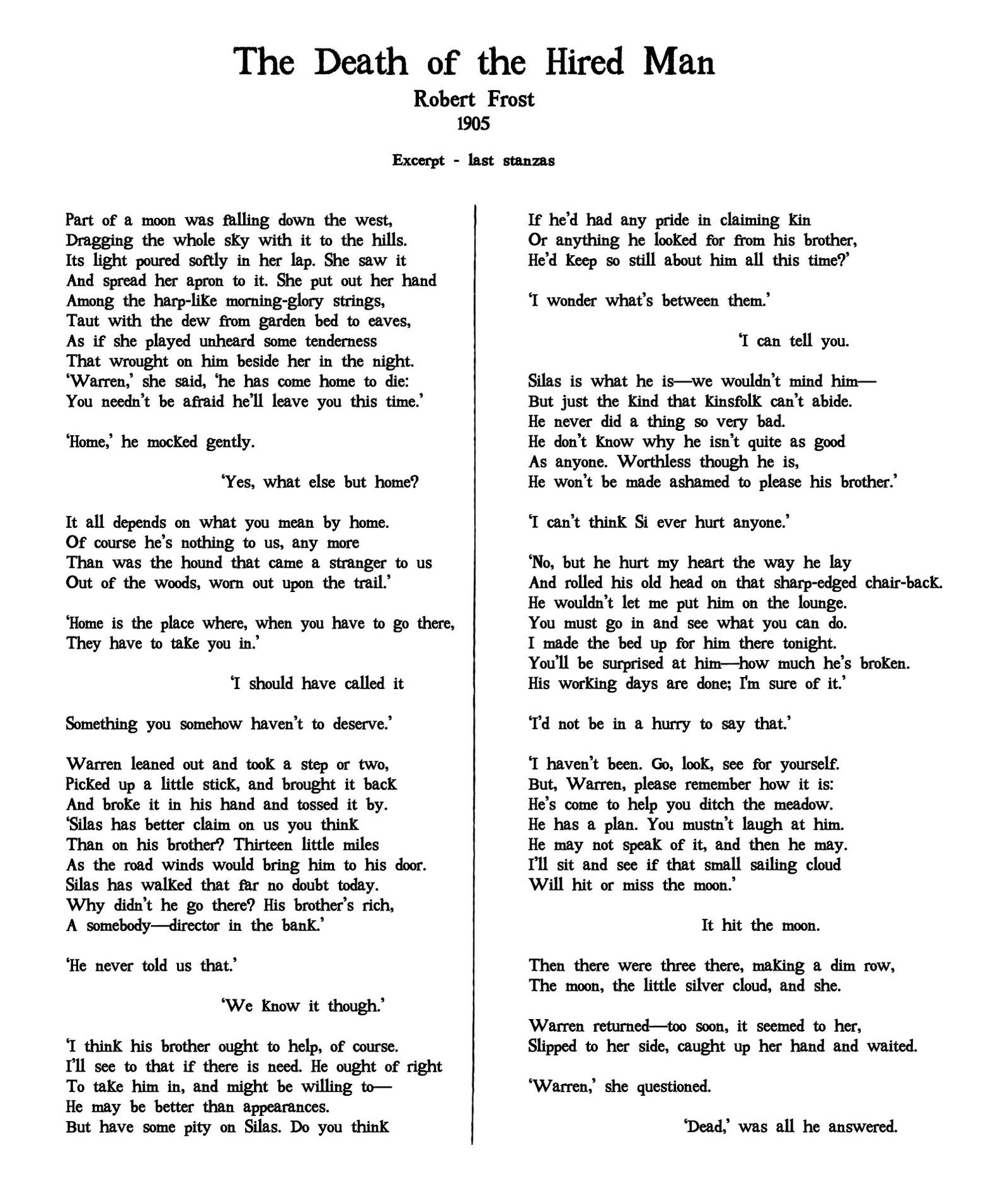 Robert Frost Poetry Death of the Hired Man Poetry T-Shirt | Etsy