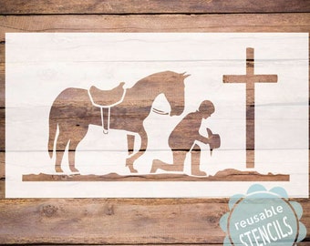 Cowboy Riding Horse Stencil Western Cowboy Lasso Stencil - Etsy