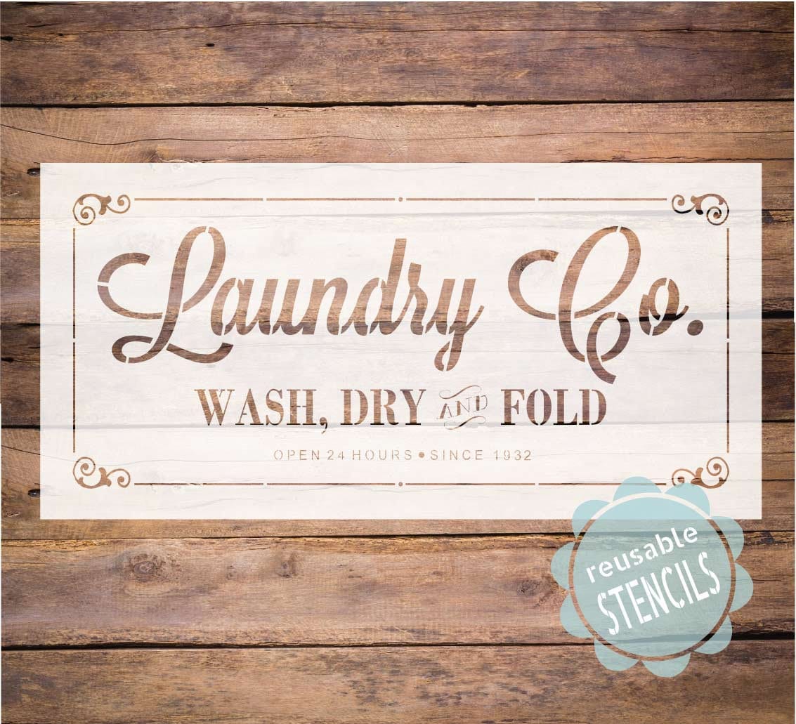 DIY Farmhouse Stencil, Laundry Co Stencil, Vintage Laundry Sign, Fixer ...