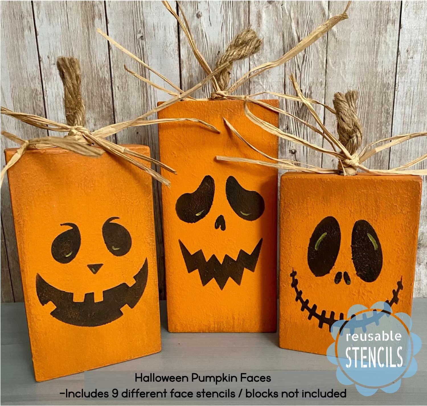 Halloween Pumpkin Faces / 9pc Stencil Pack - Etsy