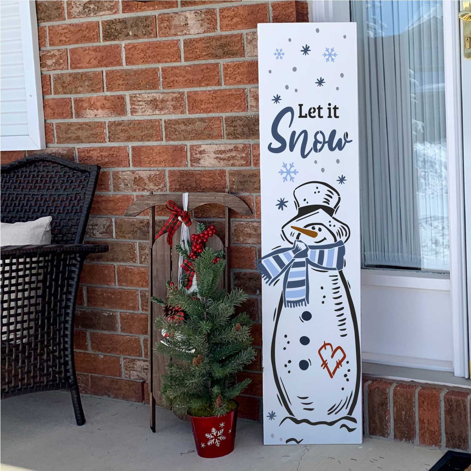 Snowman Sketch Porch STENCIL, Cute Snowmen Stencil, Let It Snow Winter ...