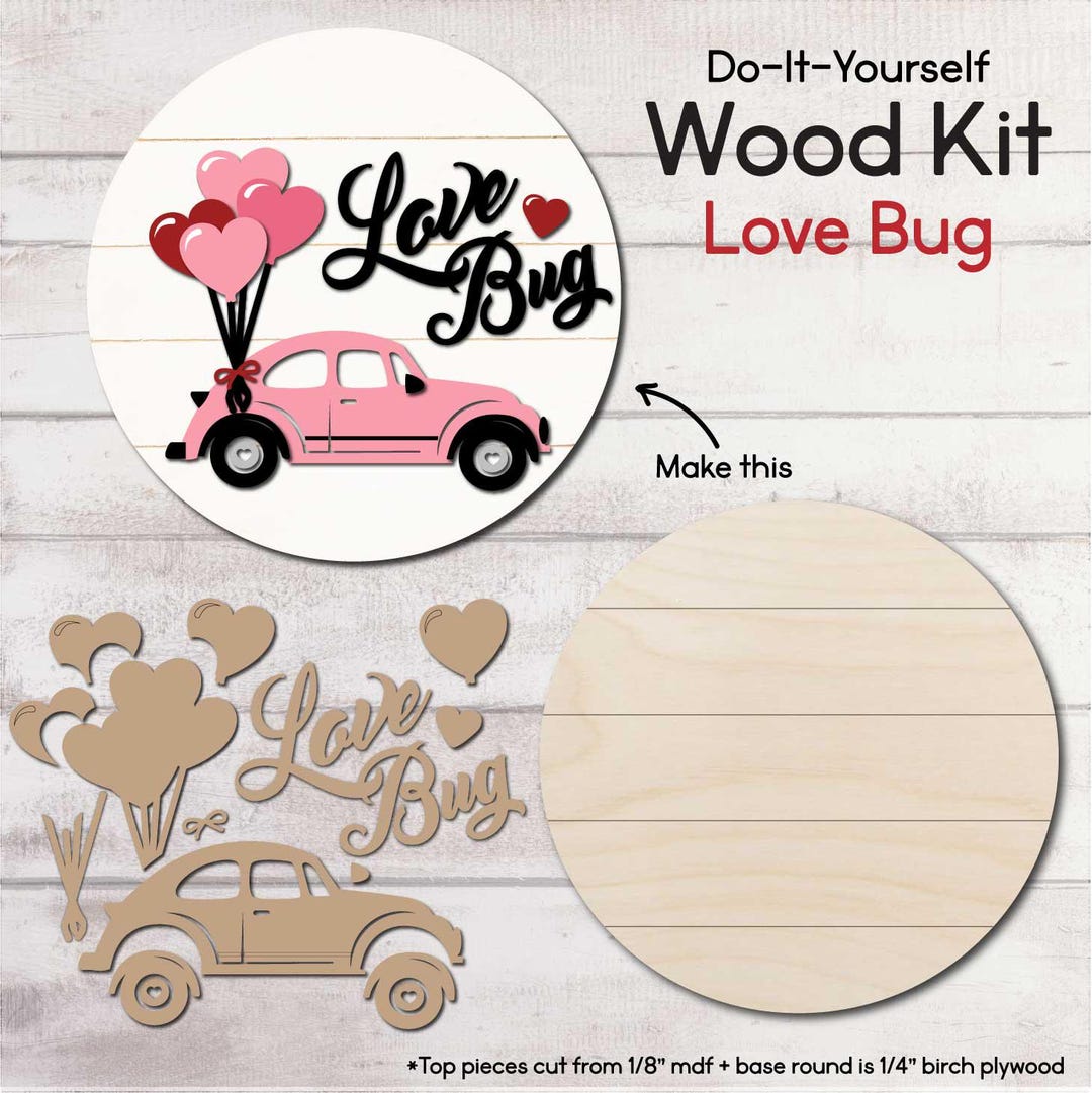 DIY WOOD KIT / Love Bug Volkswagen Beetle With Balloons / Cute ...
