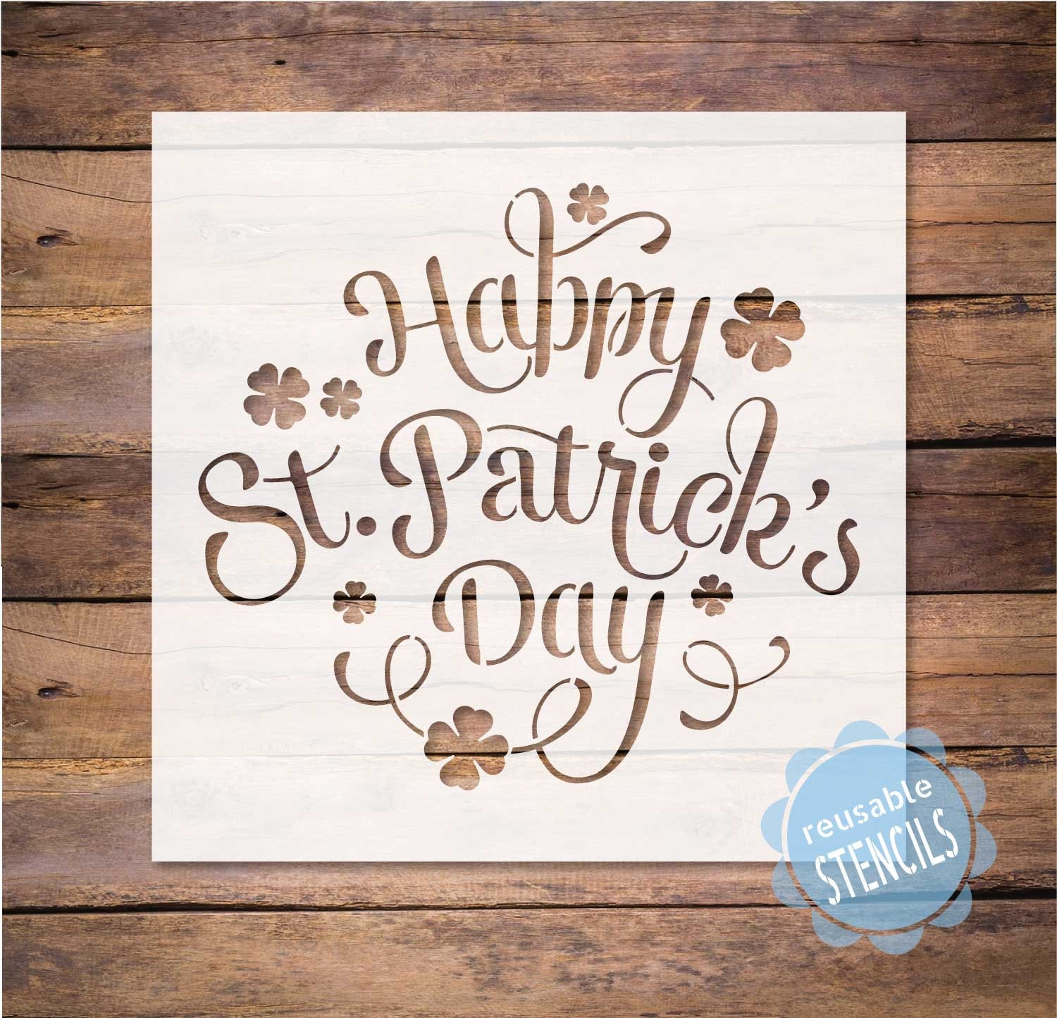 Happy St. Patricks Day Stencil Shamrock Stencil Four Leaf - Etsy