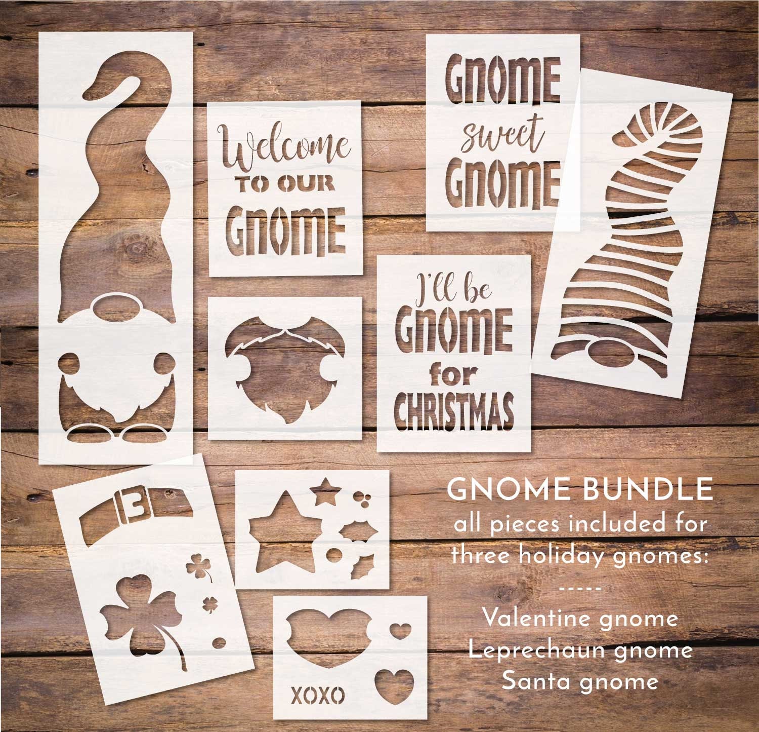 Gnome Stencil Bundle Valentine Gnome Stencil Welcome to Our - Etsy Canada