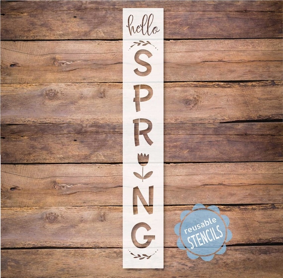 Hello Spring Stencil With Tulip for Porch Leaner Large - Etsy
