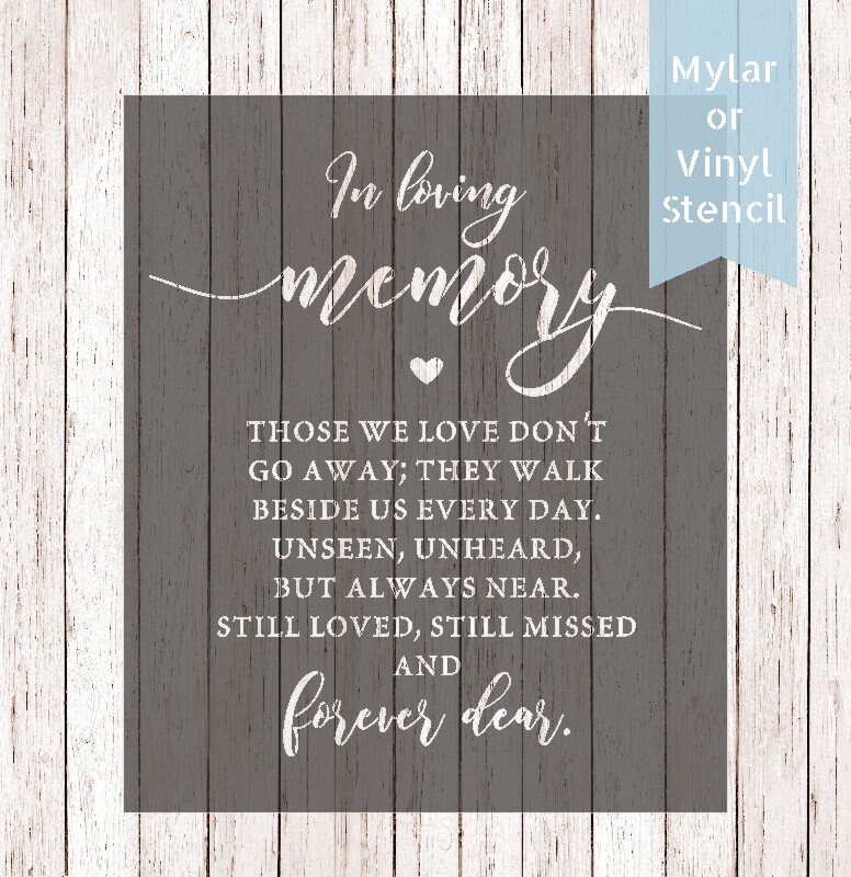 Memorial poem stencil in loving memory stencil memory poem | Etsy