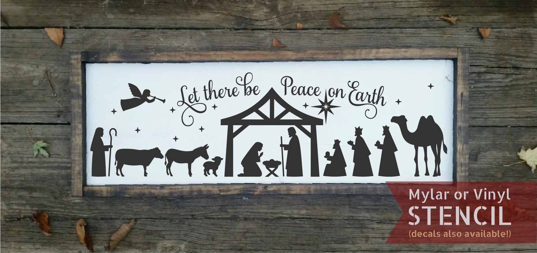 Christmas Nativity Stencil, Peace on Earth Stencil, Reusable Nativity ...