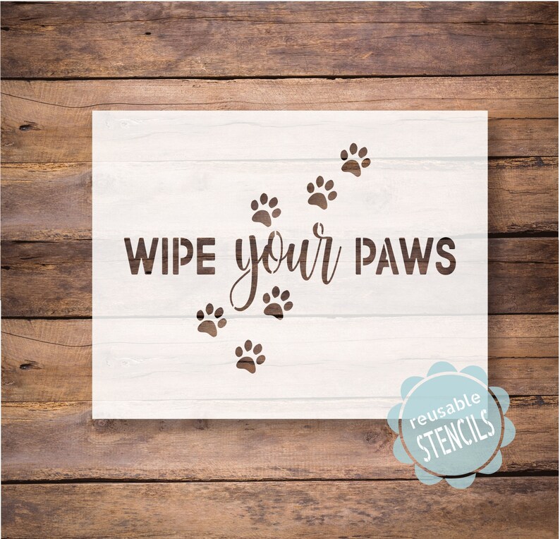 Wipe Your Paws Stencil, Reusable Stencil, DIY Door Mat Stencil, Coco ...