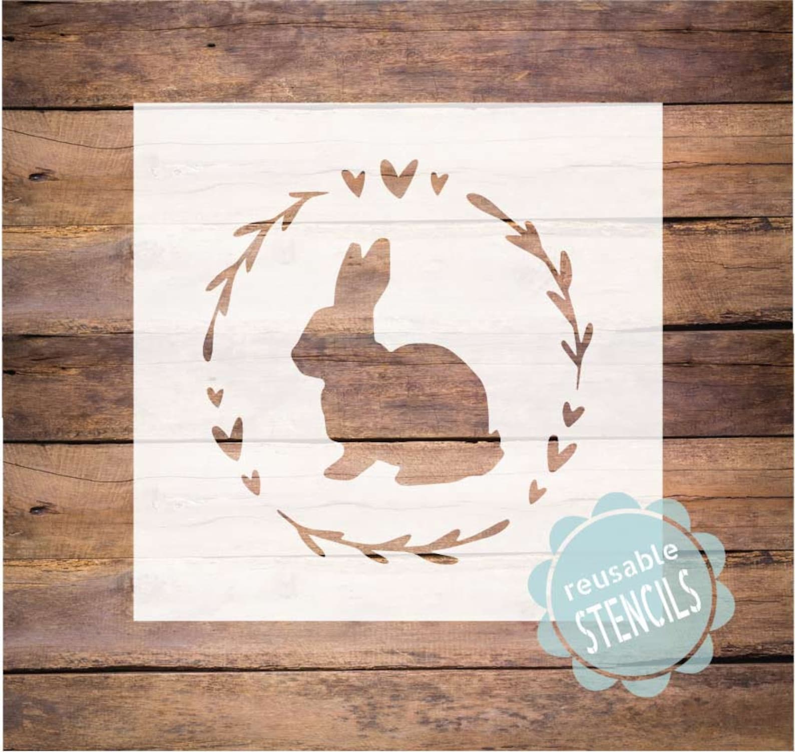 Bunny Silhouette Wreath Stencil for Spring or Easter Painting | Etsy