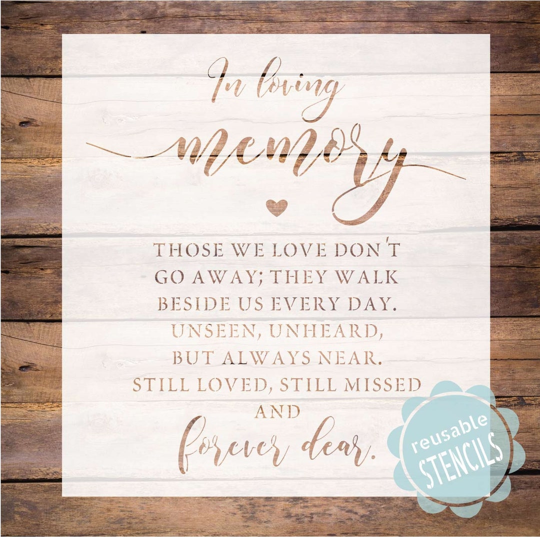 Memorial Poem Stencil, in Loving Memory Stencil, Wedding Memorial ...
