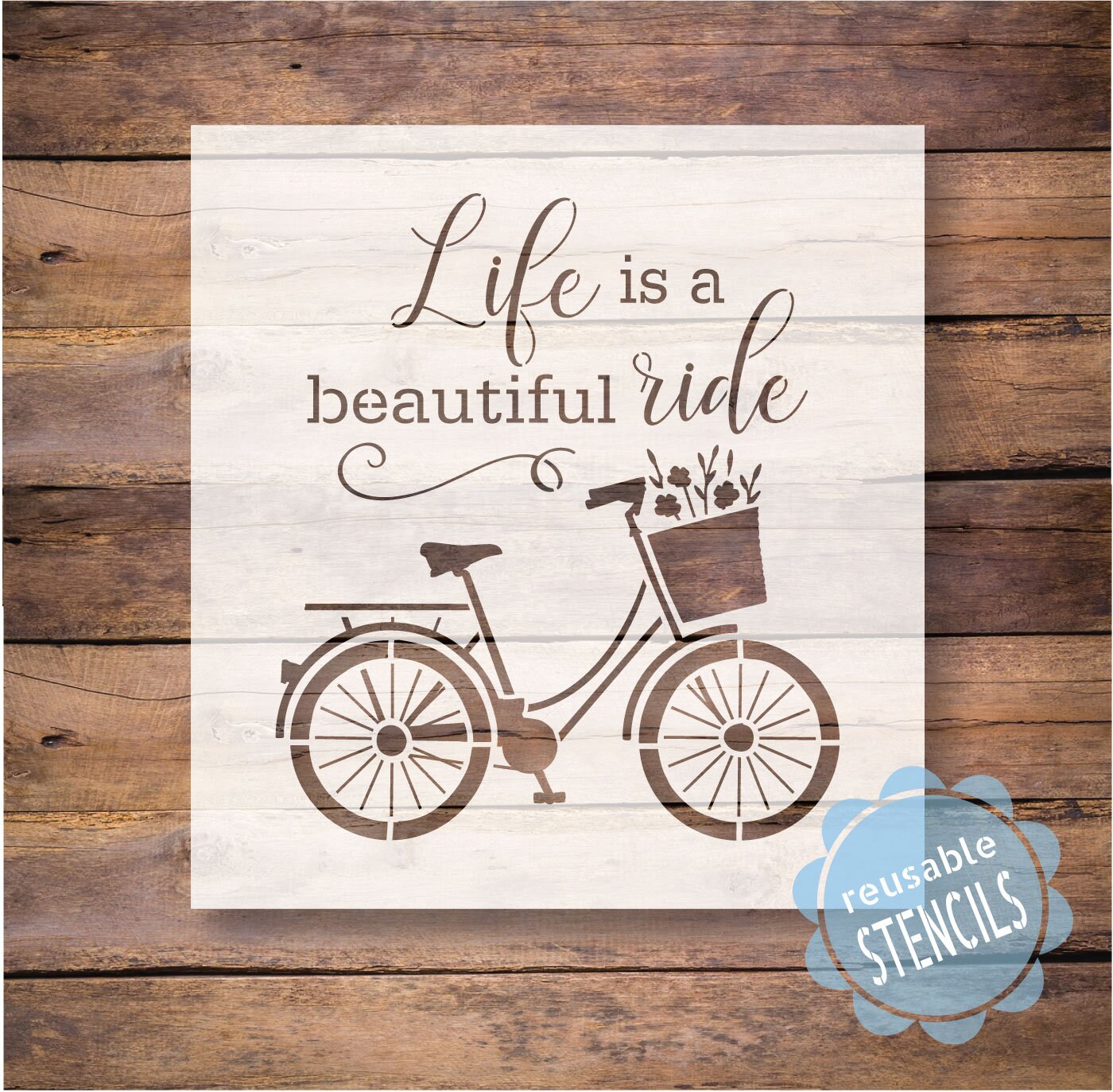 Bicycle Stencil Life is a Beautiful Ride Stencil Flower - Etsy