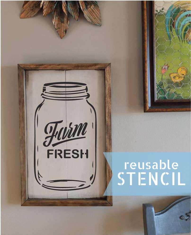 Mason Jar Stencil, Ball Jar Stencil, Farm Fresh Stencil, Home Sweet ...