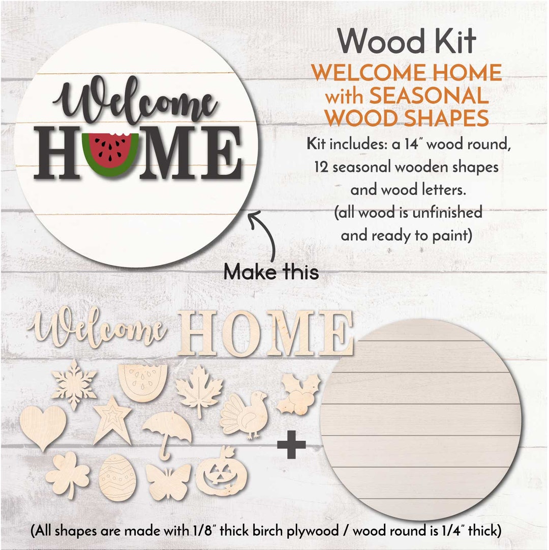 DIY WOOD KIT With Changeable Seasonal Shapes / Door Hanger Kit / Craft ...