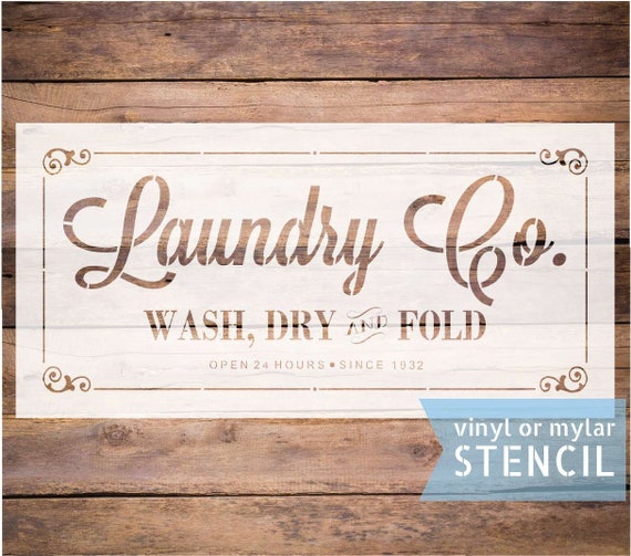 DIY Farmhouse stencil Laundry Co stencil Vintage Laundry | Etsy