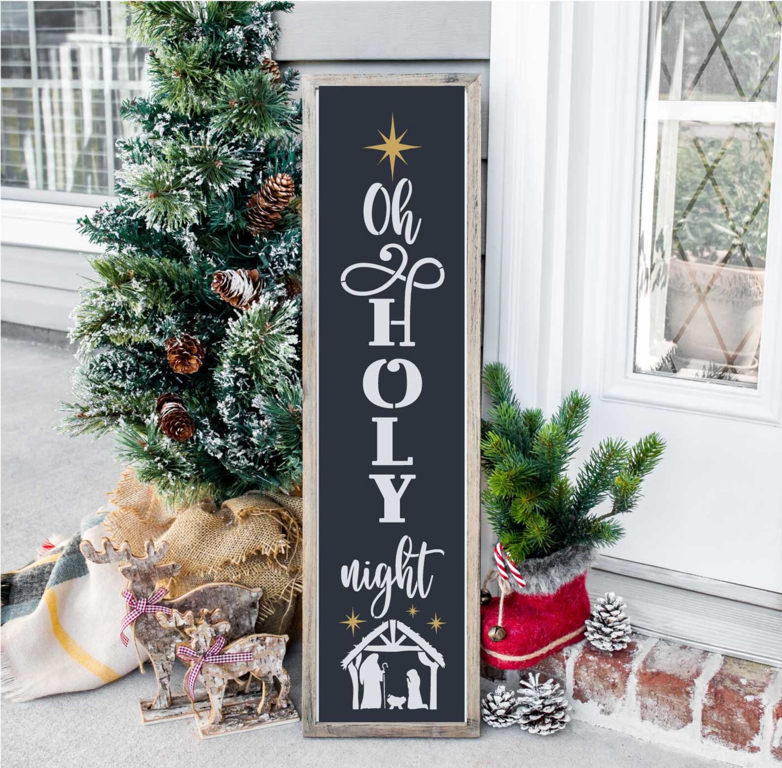 O Holy Night Nativity STENCIL, Nativity Porch Stencil, Reusable Stencil ...