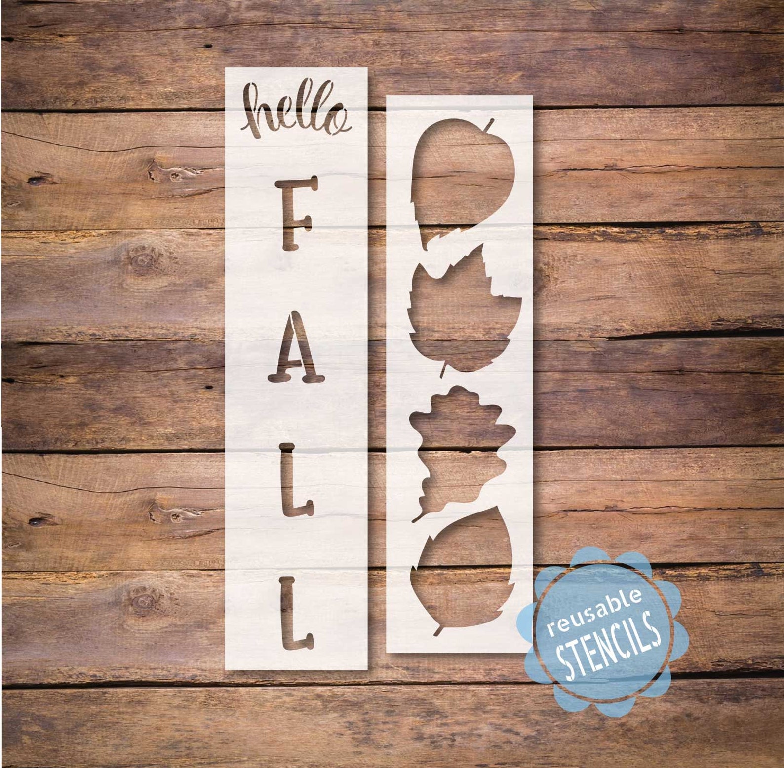 Hello Fall Stencil With Big Leaves for Painting Signs - Etsy