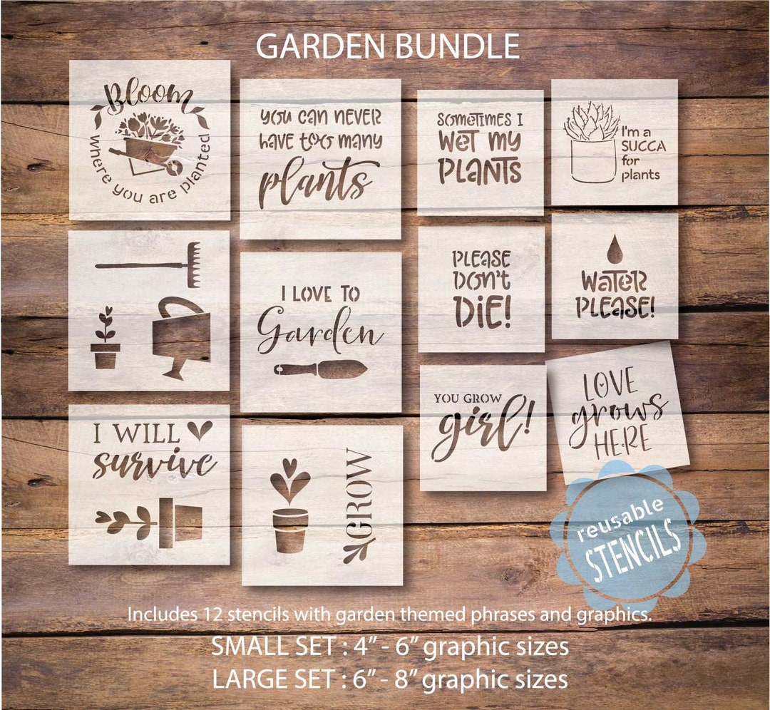 Garden Stencil Bundle, Spring Stencil Pack, Mylar Reusable Stencil ...