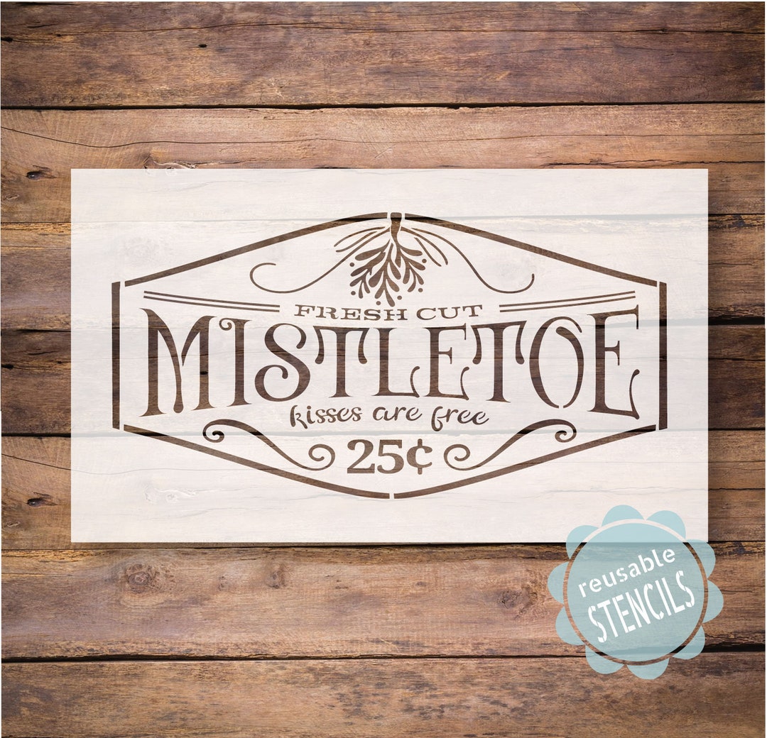 Mistletoe Stencil, Reusable Stencil, Mistletoe Door Mat Stencil ...