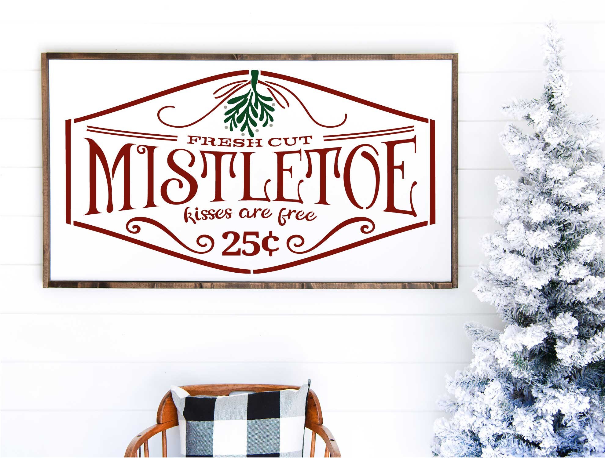 Mistletoe Stencil, Reusable Stencil, Mistletoe Door Mat Stencil ...