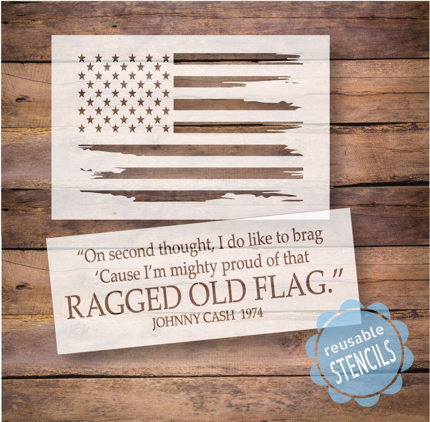 Ragged Old Flag Stencil, American Flag Stencil, Reusable Stencil, Mylar ...