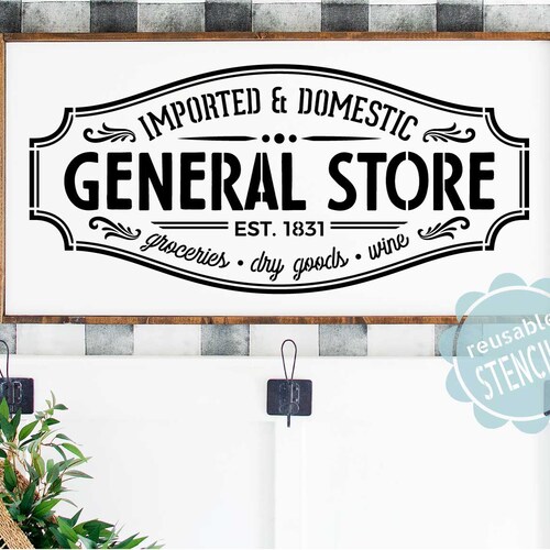 Vintage General Store Reusable Stencil | Etsy