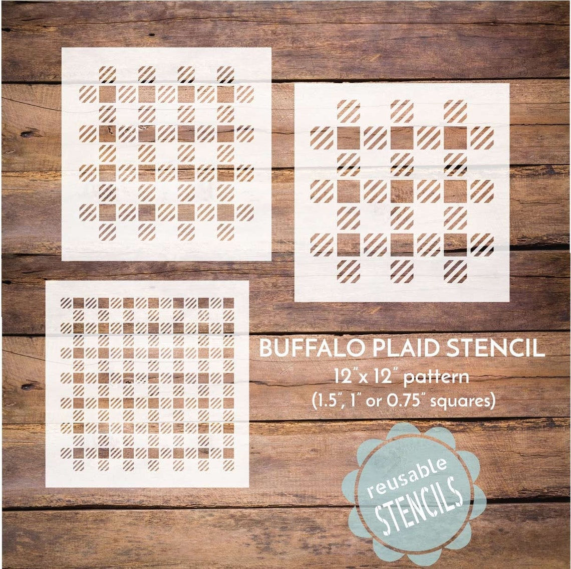 Buffalo Plaid Stencil Farmhouse Stencil Buffalo Pattern | Etsy