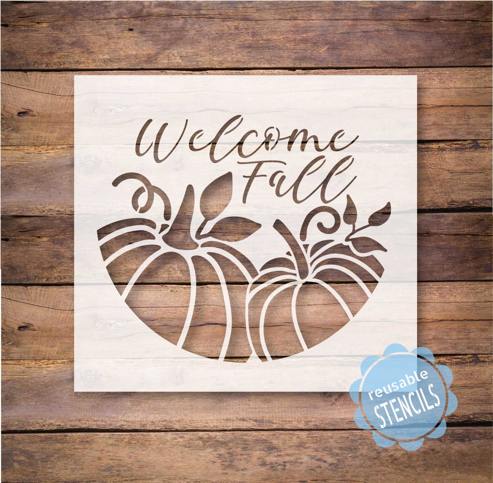 Welcome Fall Stencil With Pumpkins, Reusable Mylar Stencil for Painting ...