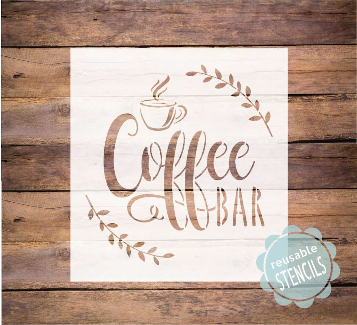 Coffee Bar Stencil Coffee Stencil Reusable Stencil Mylar | Etsy