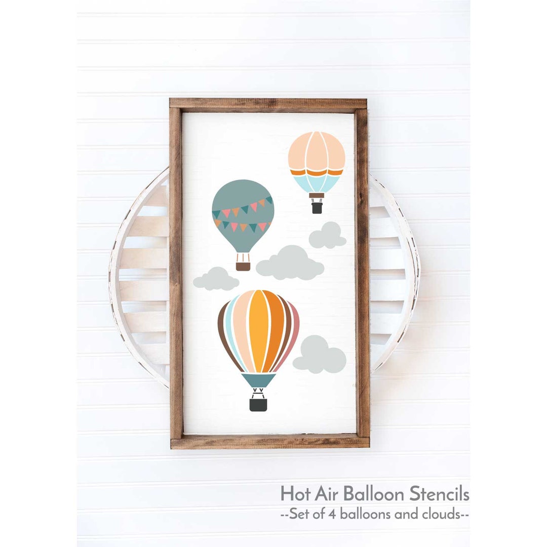 Hot Air Balloon Stencils / Set of 4 Balloons With Cloud Stencils ...