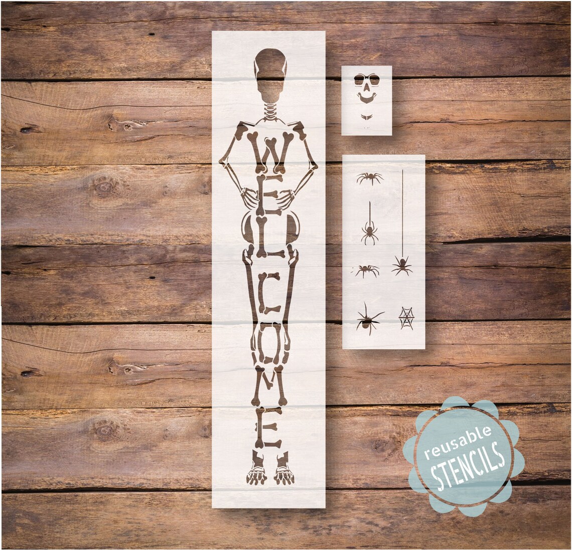 Skeleton Welcome Stencil Halloween Porch Stencil Reusable | Etsy